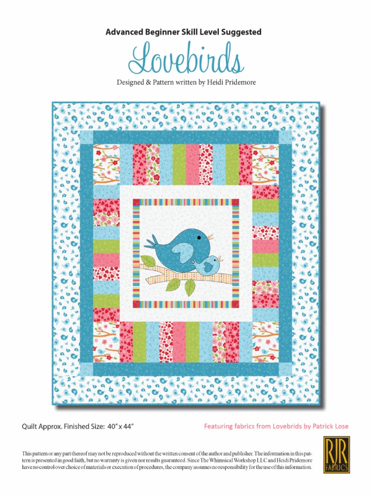 Love Birds Quilt Pattern | PDF | Quilt | Sewing
