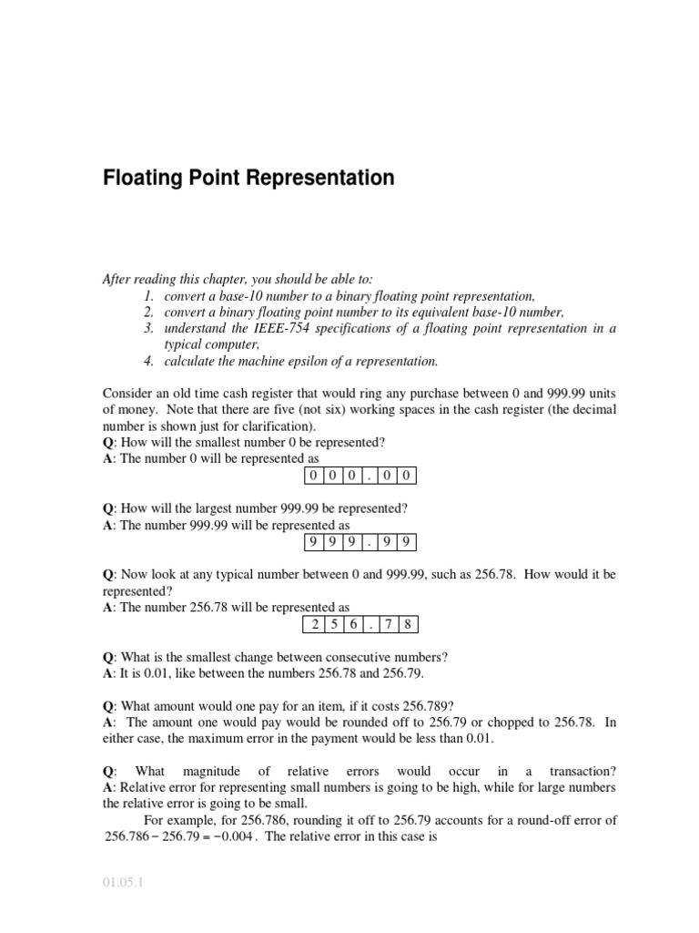 1 5 Floating Point Representation | PDF | Decimal | Arithmetic