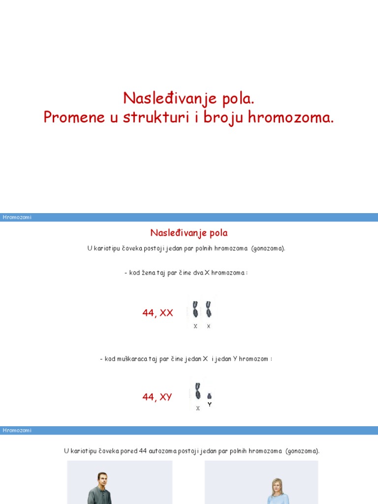 Nasledjivanje Pola. Promene U Strukturi I Broju Hromozoma | PDF