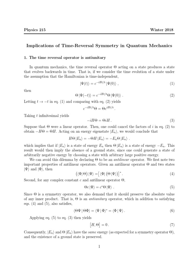 Time Reversal | PDF | Wave Function | Theoretical Physics