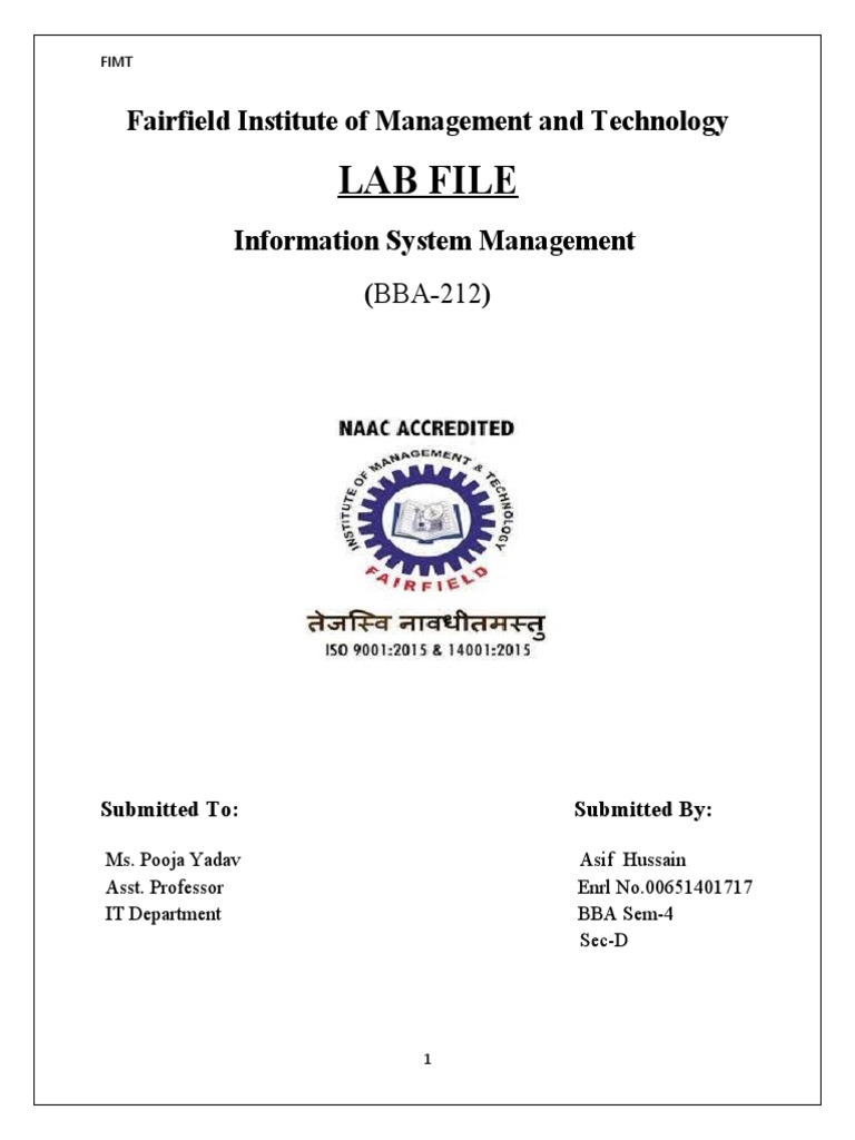 ISM-Practical File-BBA 212 | PDF | Relational Database | Sql