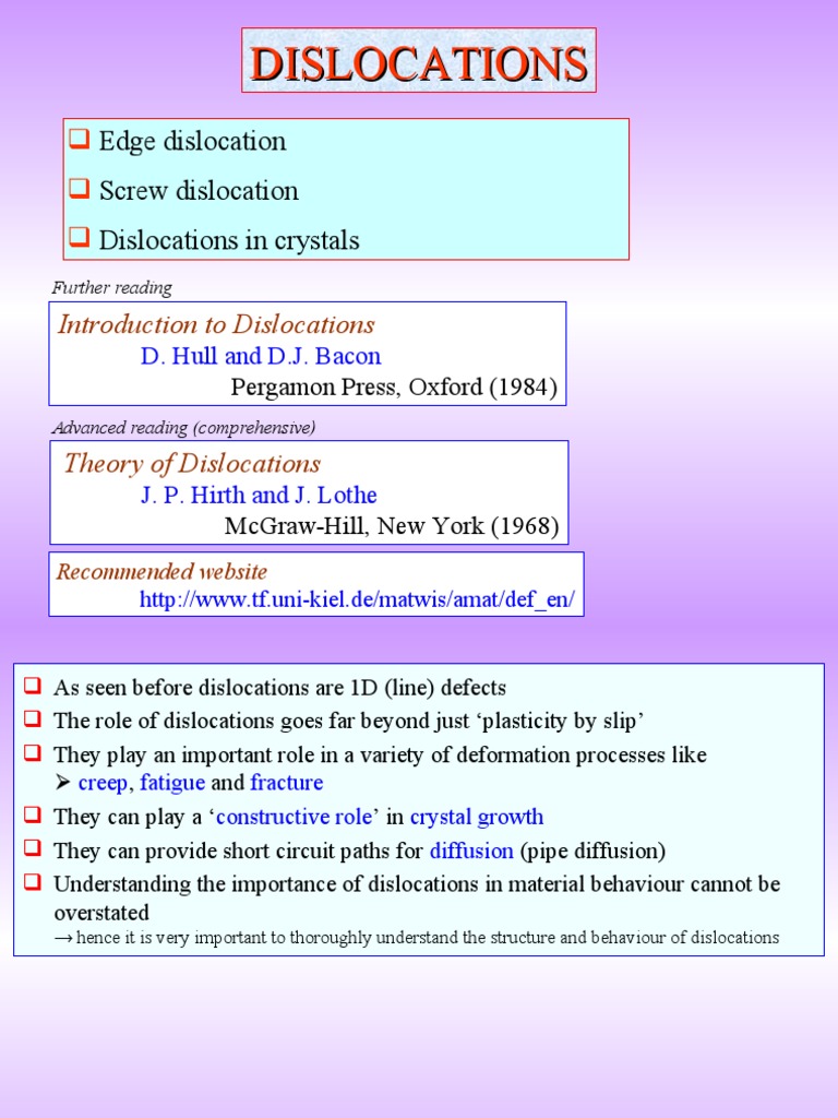 PPT5. SeptIITK - Crystal - Imperfections - Dislocations | PDF | Dislocation | Plasticity (Physics)