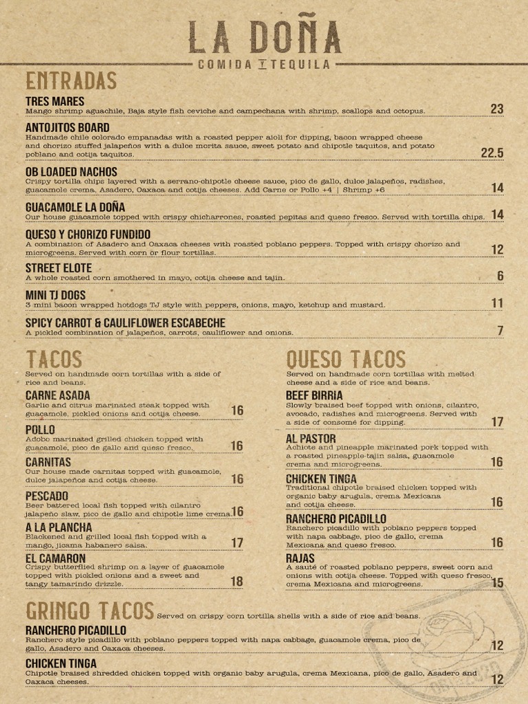 La Doña Menu | PDF