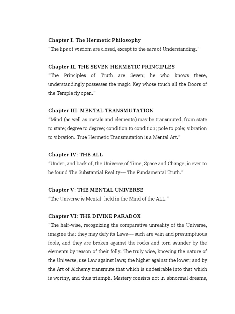 Chapter I. The Hermetic Philosophy | PDF | Alchemy | Gender