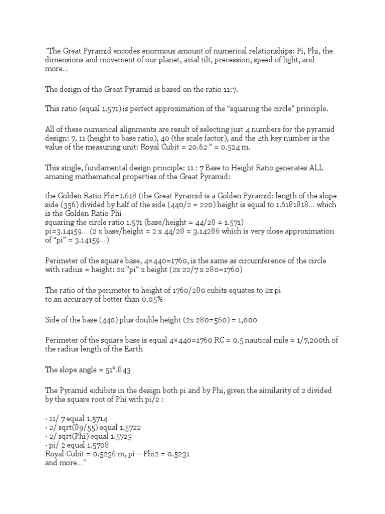 Great Pyramid Math | PDF | Circle | Pi