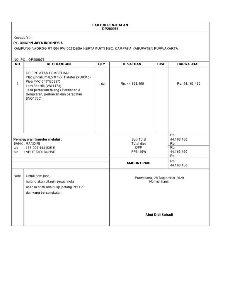 Invoice DP | PDF