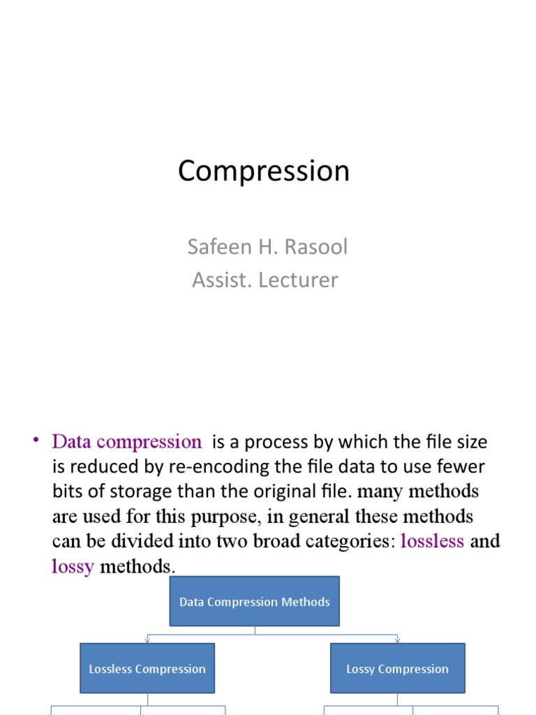 Compression: Safeen H. Rasool Assist. Lecturer | PDF | Data Compression | Codec