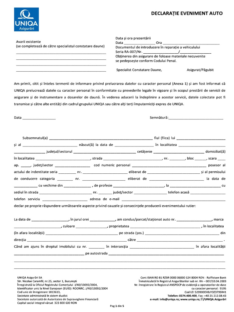 Declaratie Eveniment Auto