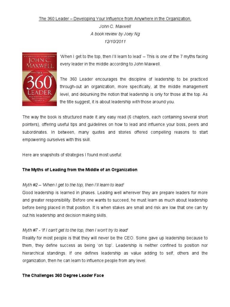 The 360 Leader | PDF | Leadership | Behavior