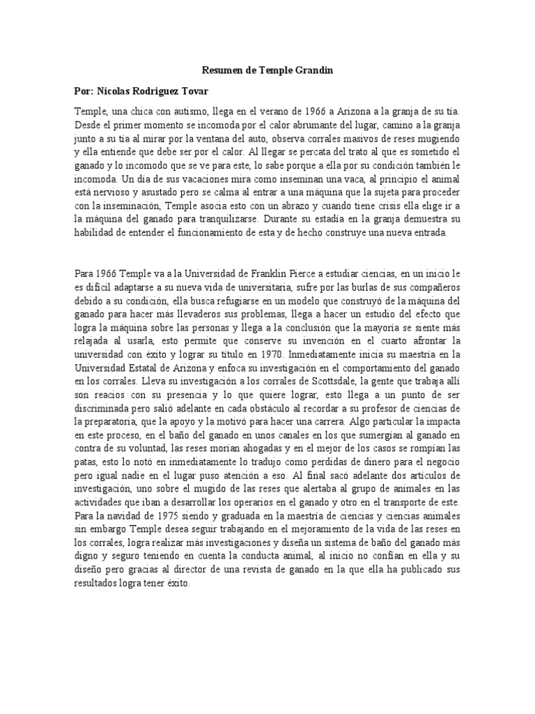 Resumen de Temple Grandin | PDF
