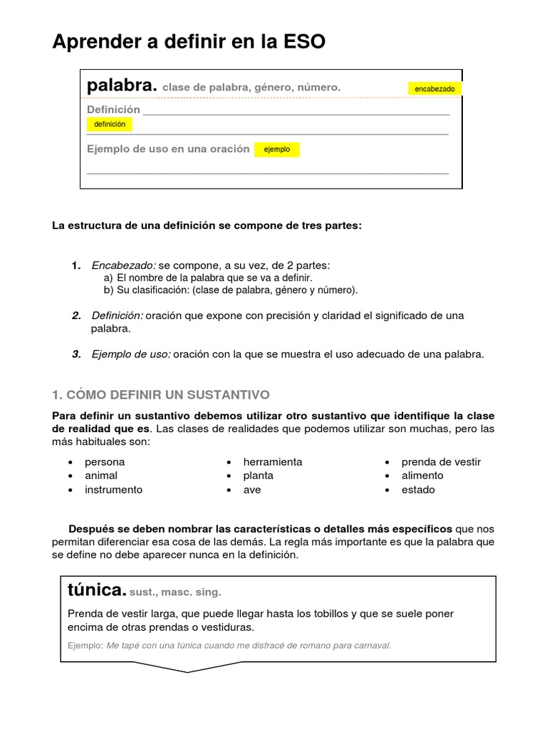 Aprender A Definir | PDF | Palabra | Verbo