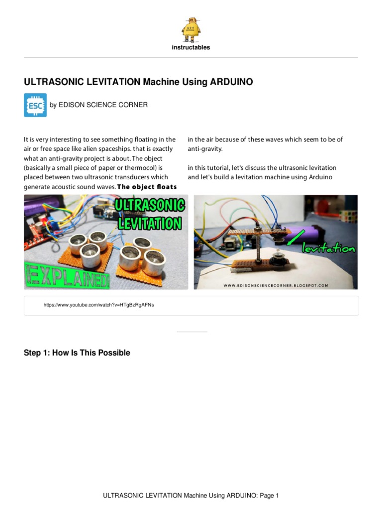 ULTRASONIC LEVITATION Machine Using ARDUINO | PDF | Ultrasound | Sound ULTRASONIC LEVITATION Machine Using ARDUINO | PDF | Ultrasound | Sound