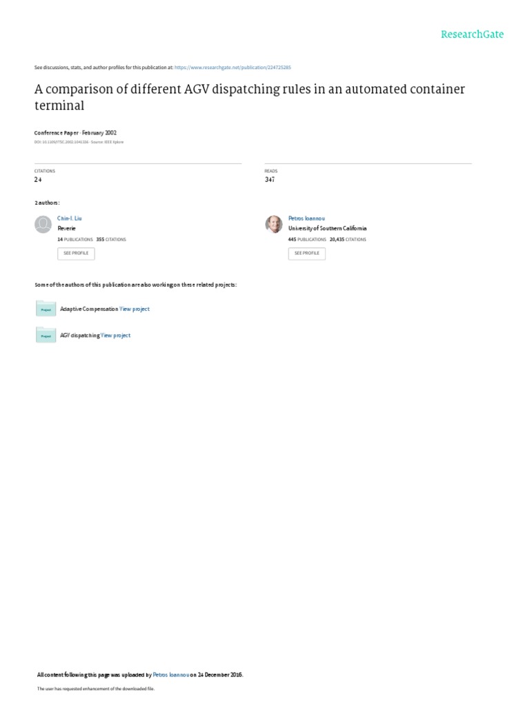 A Comparison of Different AGV Dispatching Rules in | PDF