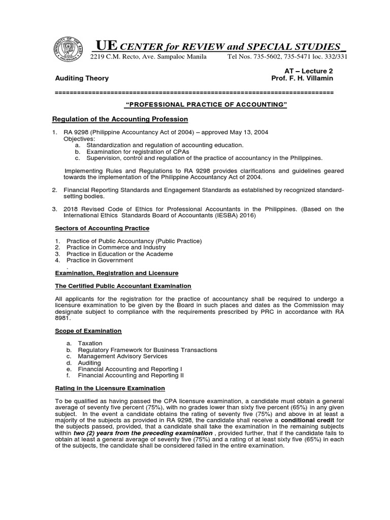 AT Lecture 2 Professional Practice of Accounting - (1SAY2021) | PDF ...