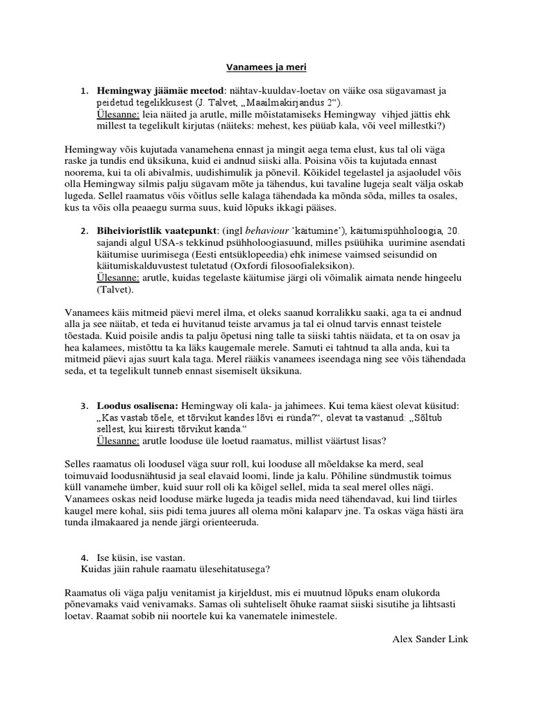 Hemingway - Vanamees Ja Meri | PDF