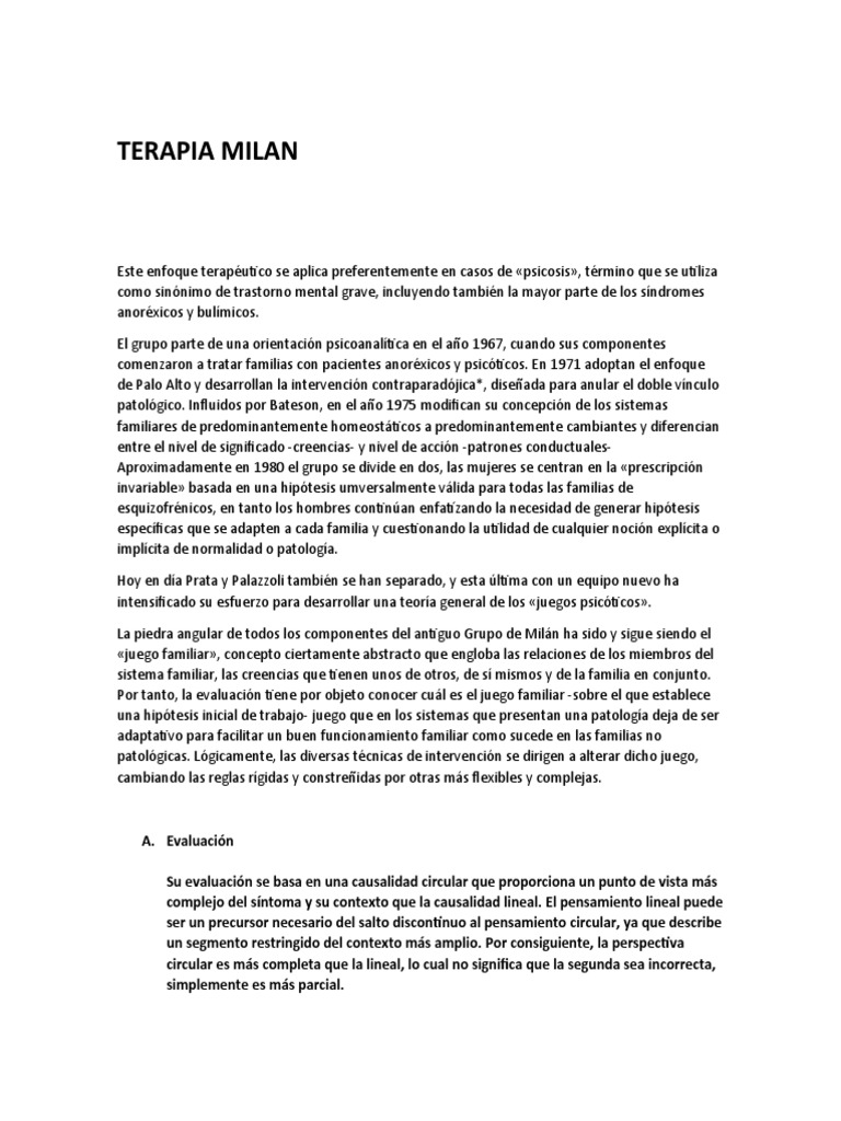 Terapias Milan Mri Familiar Estructural | PDF | Psicoterapia | Familia