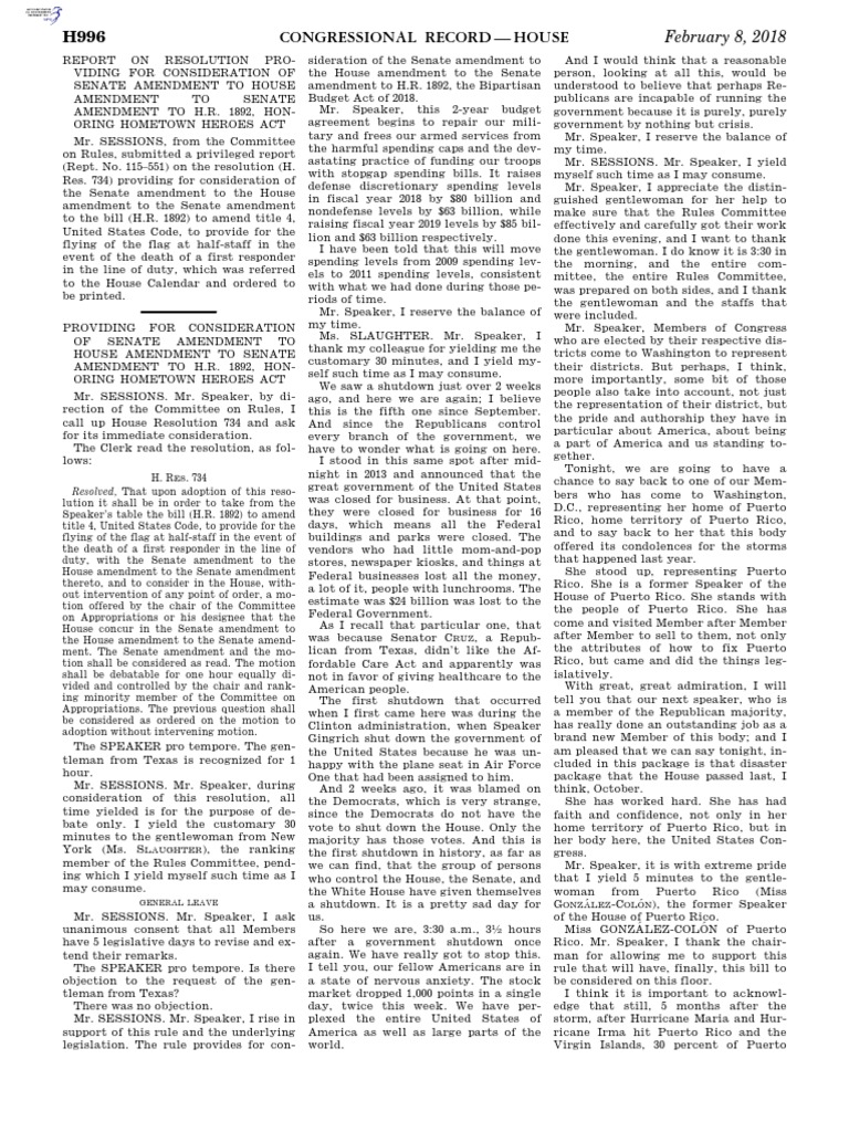 Congressional Record - House H996: February 8, 2018 | Download Free PDF ...