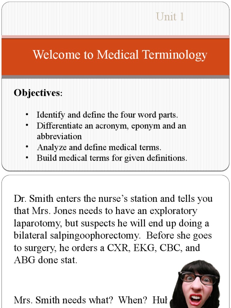 Welcome To Medical Terminology: Unit 1 | PDF | Medical Record | Stress ...