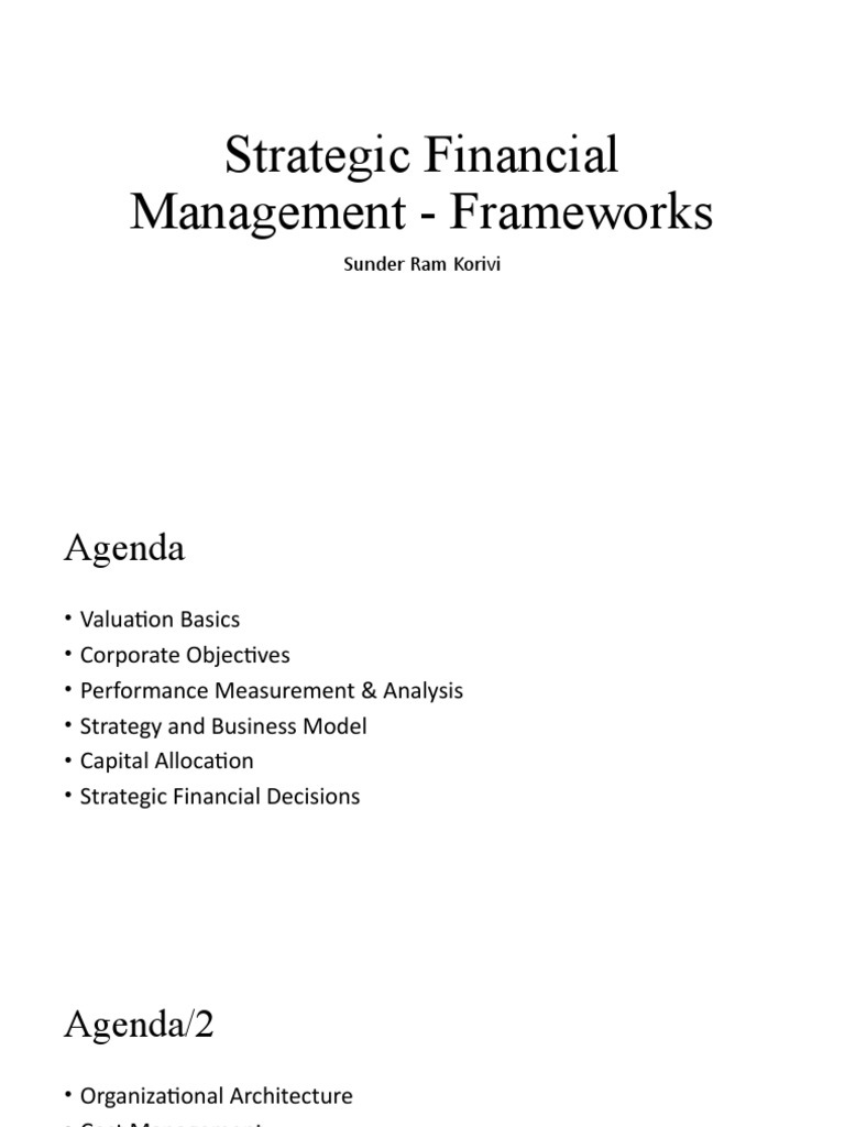 Strategic Financial Management - Frameworks: Sunder Ram Korivi | PDF ...