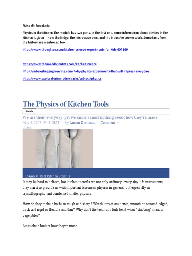 The Physics of Kitchen Tools: We Use Them Everyday, Yet We Know Almost ...