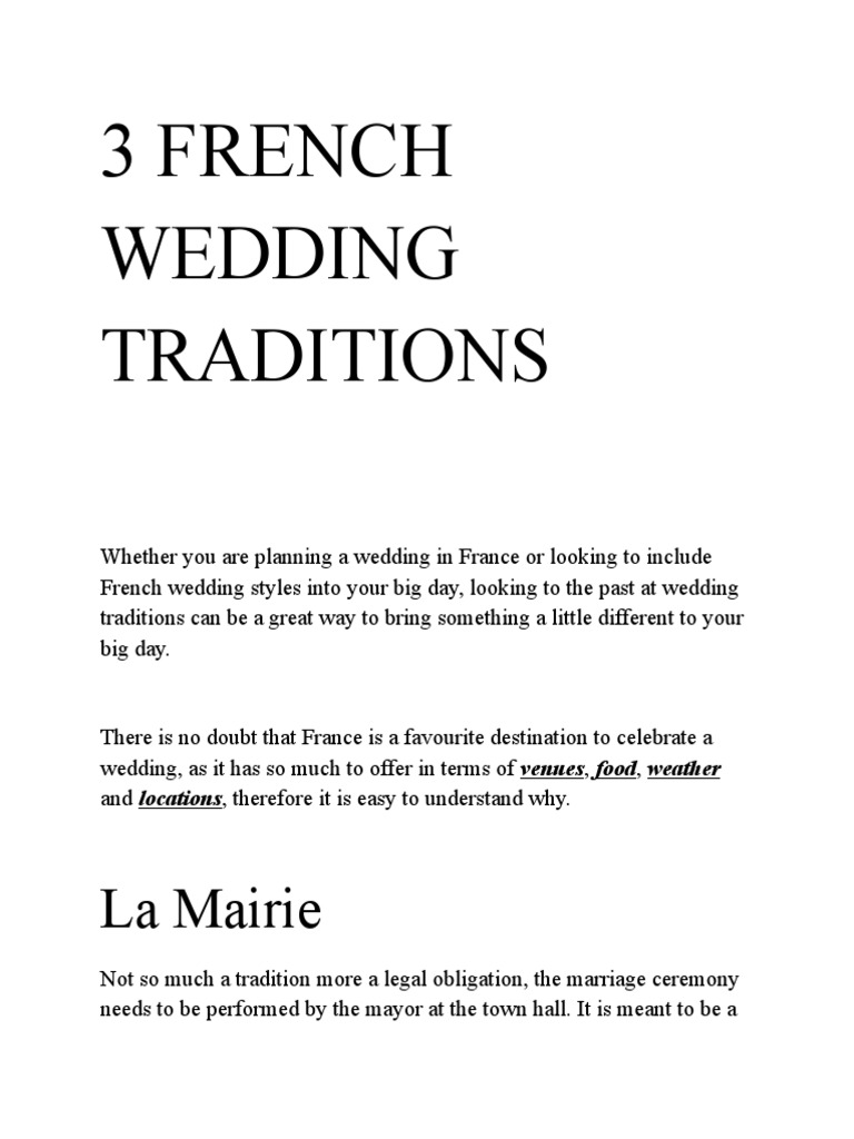 3 French Wedding Traditions | PDF
