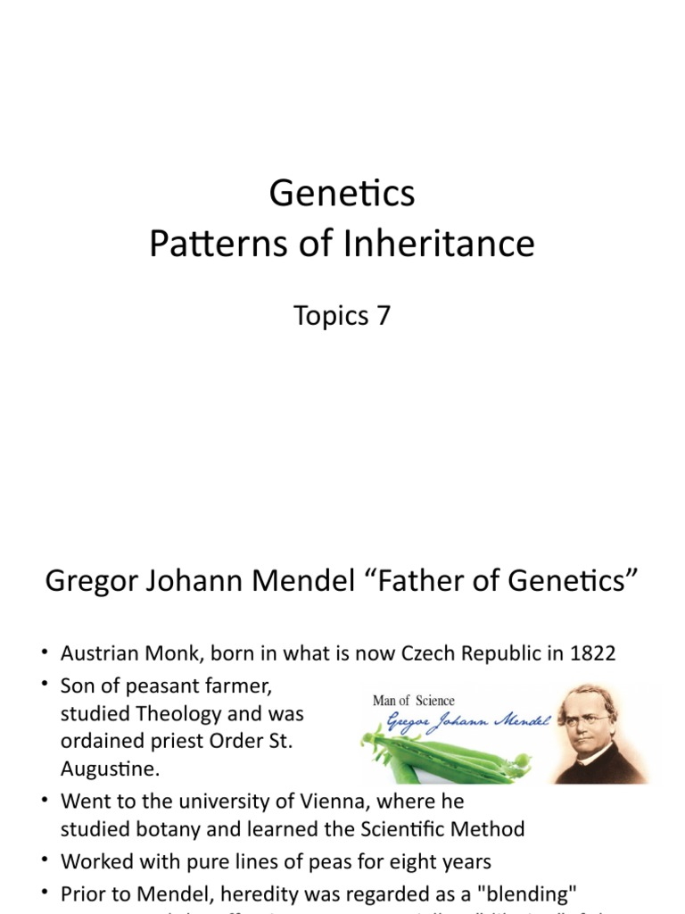 Genetics Patterns of Inheritance: Topics 7 | PDF | Dominance (Genetics ...