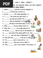 Don't and Doesn't Worksheet | PDF | Language Arts & Discipline