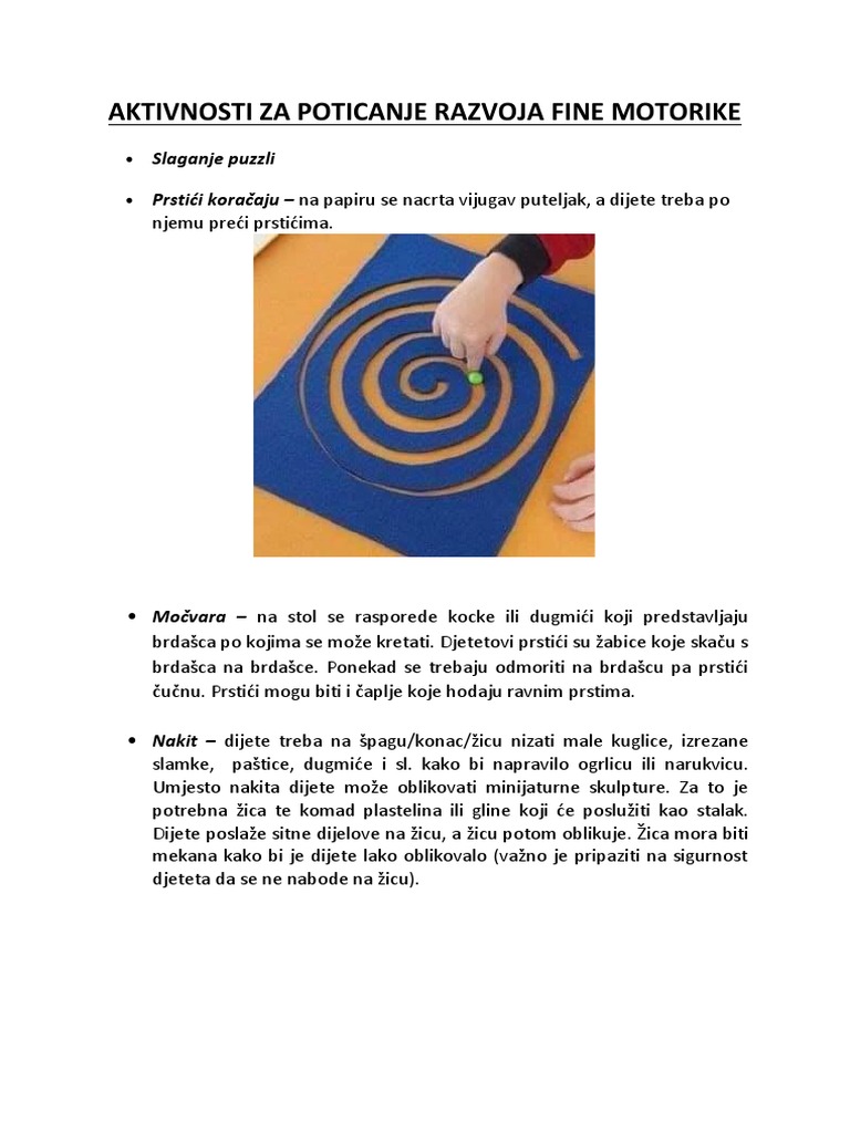Aktvnosti Za Razvoj Fine Motorike | PDF