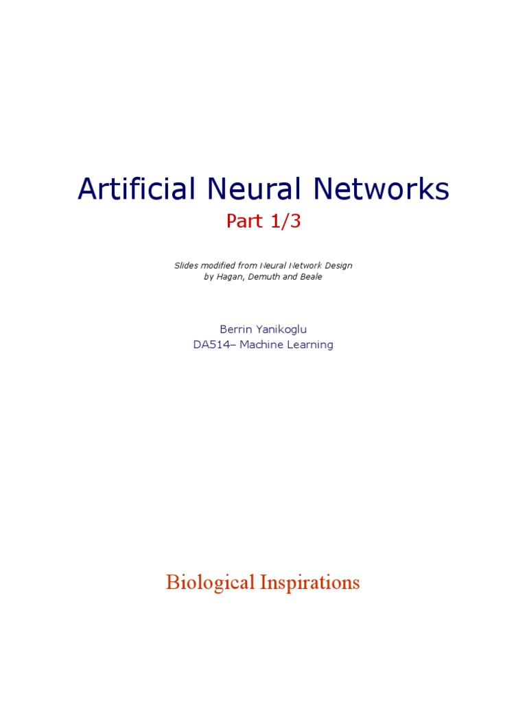 Artificial Neural Networks: Part 1/3 | PDF | Neuron | Artificial Neural ...