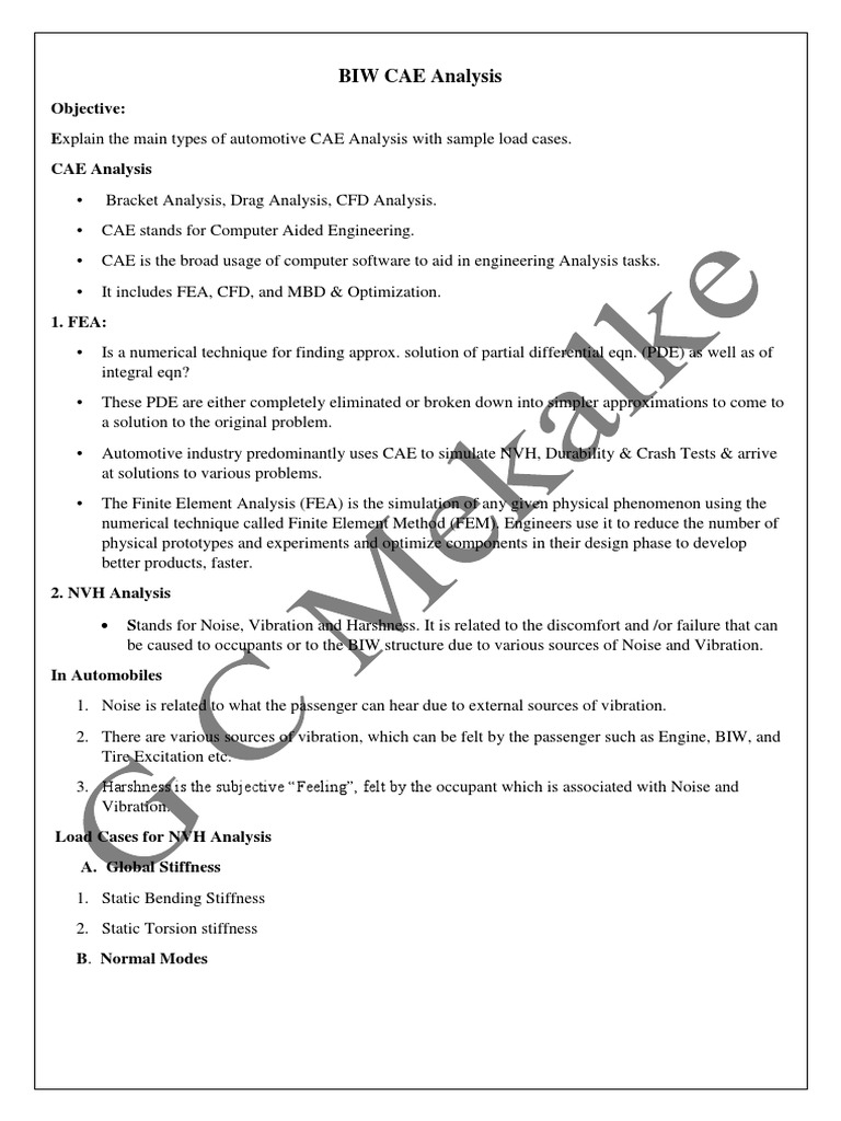 BIW CAE Analysis PDF | PDF | Finite Element Method | Partial ...