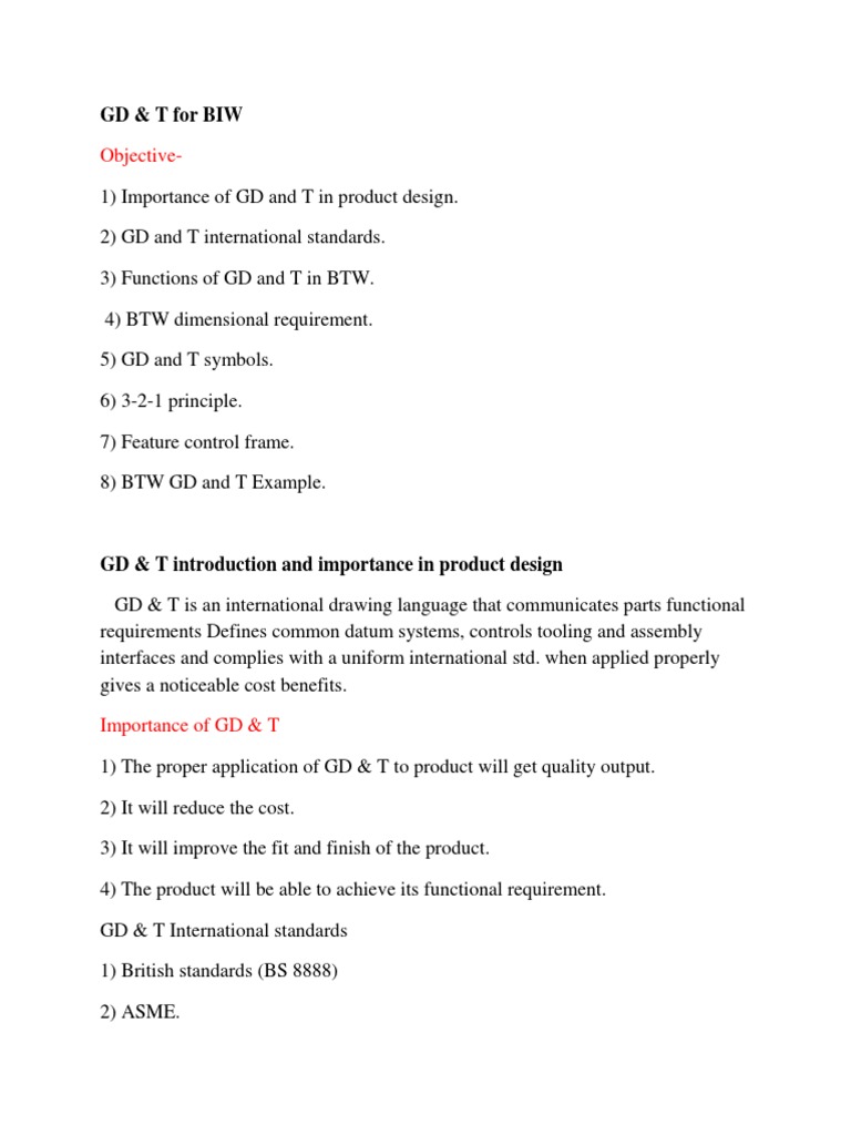 GD and T For BIW | PDF | Engineering