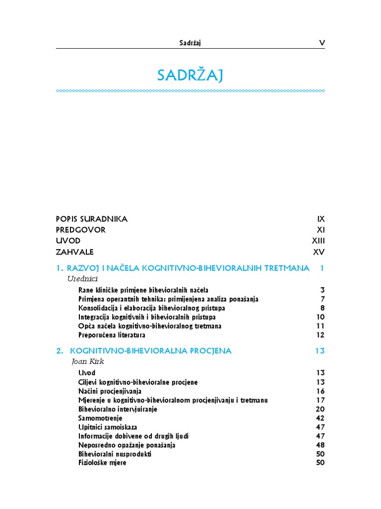 Kog-Bih Terapija Za Psihijat Prob - Sadrzaj | PDF