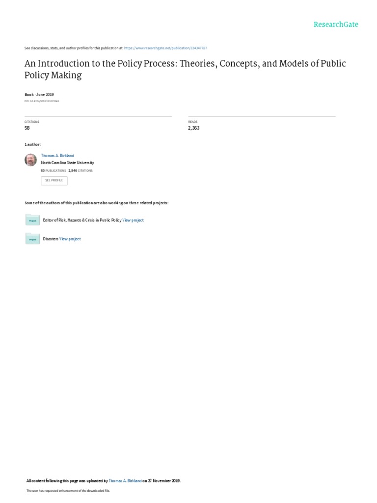 An Introduction To The Policy Process: Theories, Concepts, and Models ...