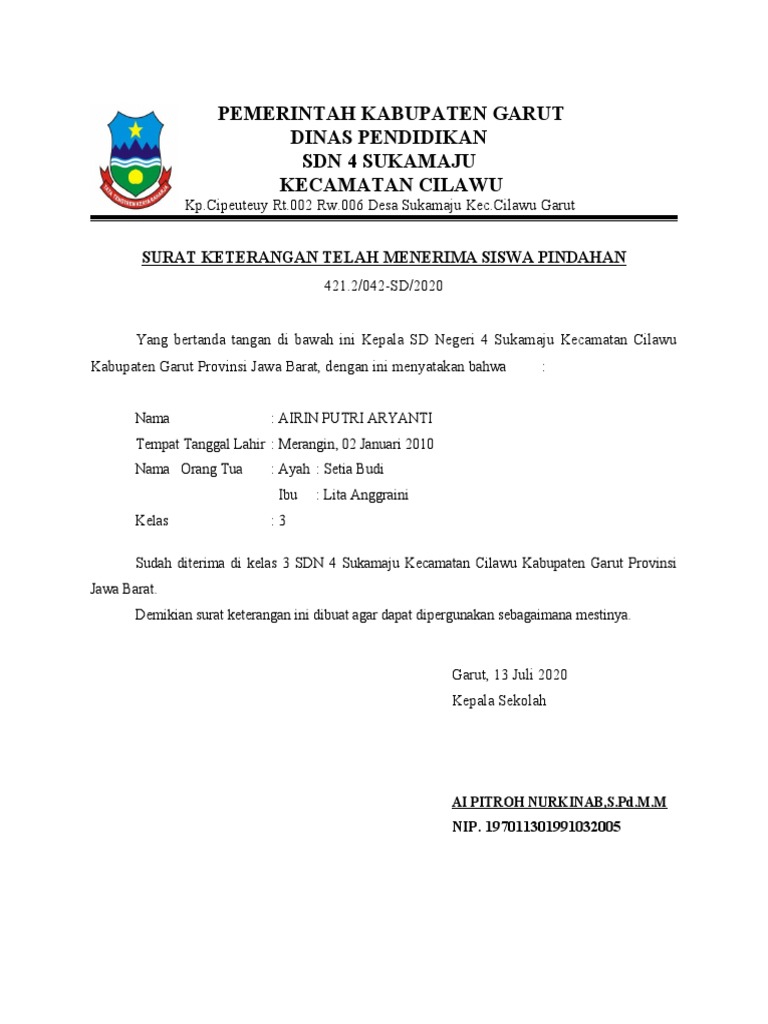 Surat Keterangan Diterima | PDF