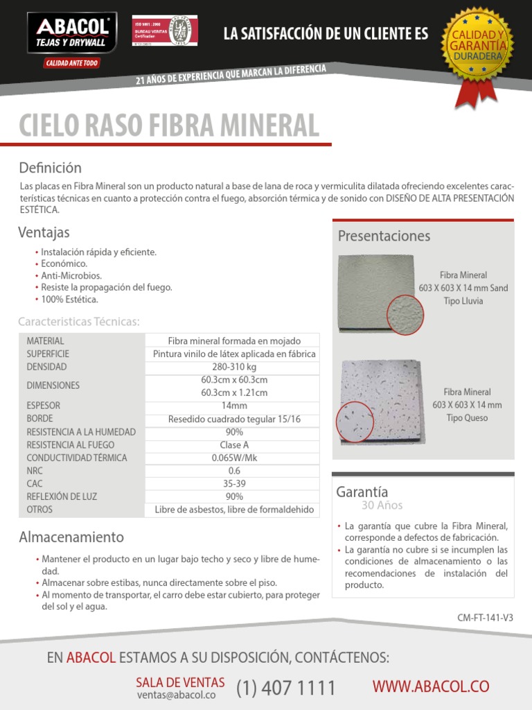 Ficha Técnica Placas Drywall | PDF | Materiales