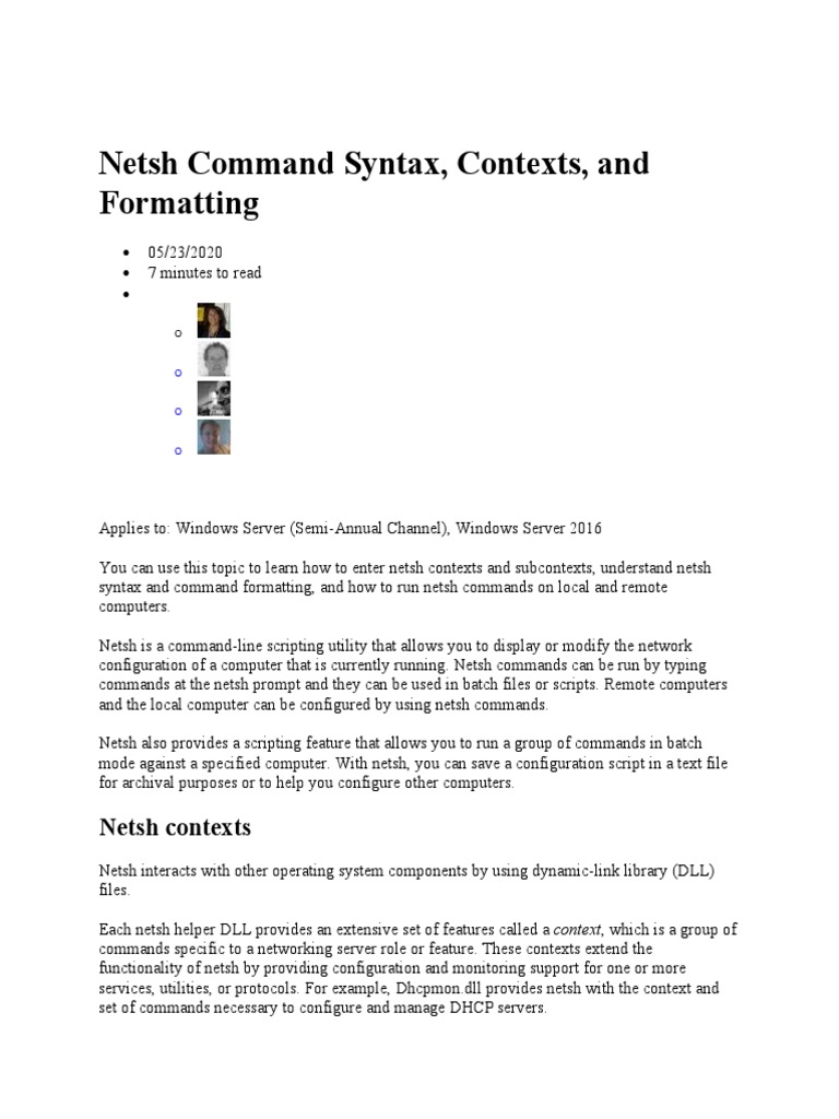 Netsh Command Syntax | PDF | Command Line Interface | Computer Networking