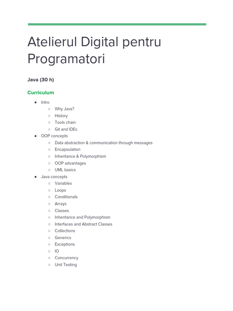 Atelierul Digital Pentru Programatori: Java (30 H) | PDF | Android (Operating System) | Mobile App