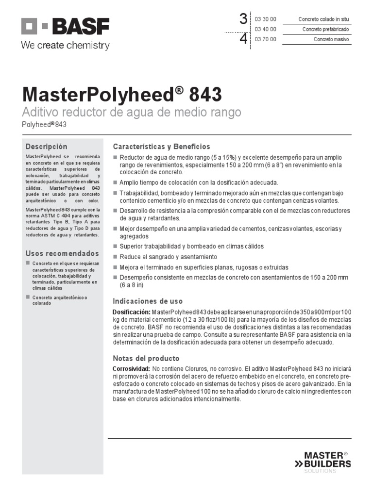 basf-MasterPolyheed 843-tds-sp | PDF | Hormigón | Química