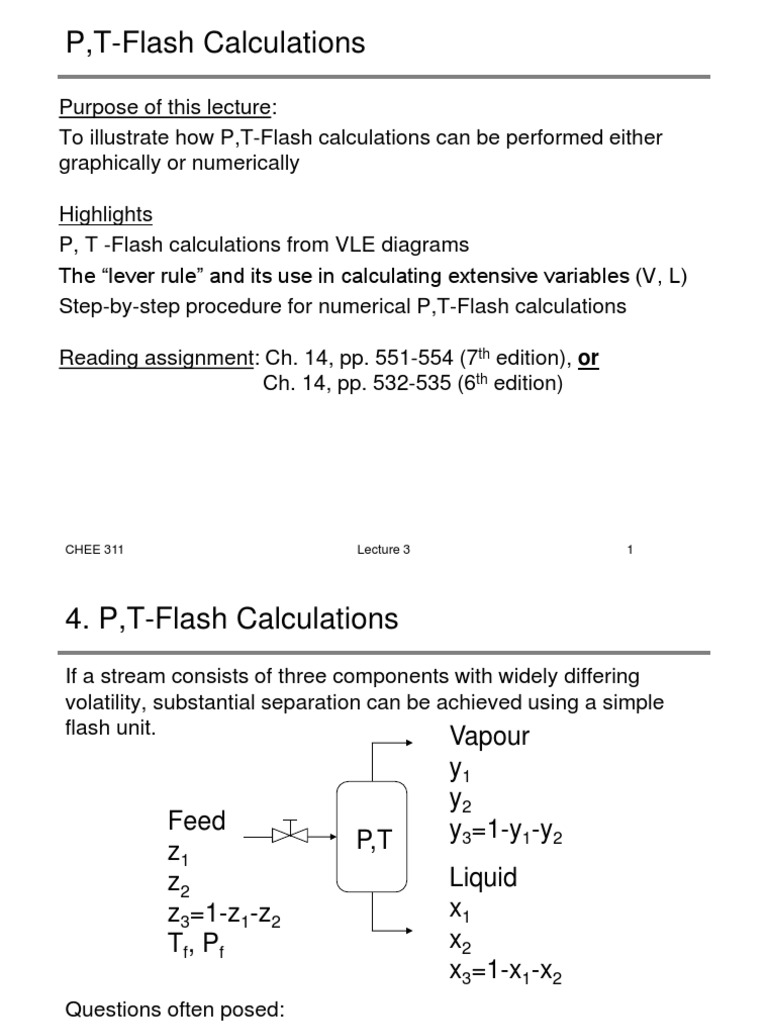 P, T-Flash Calculation | Download Free PDF | Phase Rule | Thermodynamics
