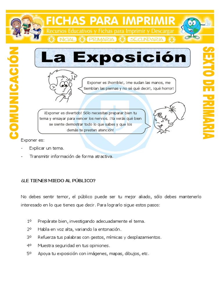 Ficha Elementos de La Exposicion para Sexto de Primaria | PDF