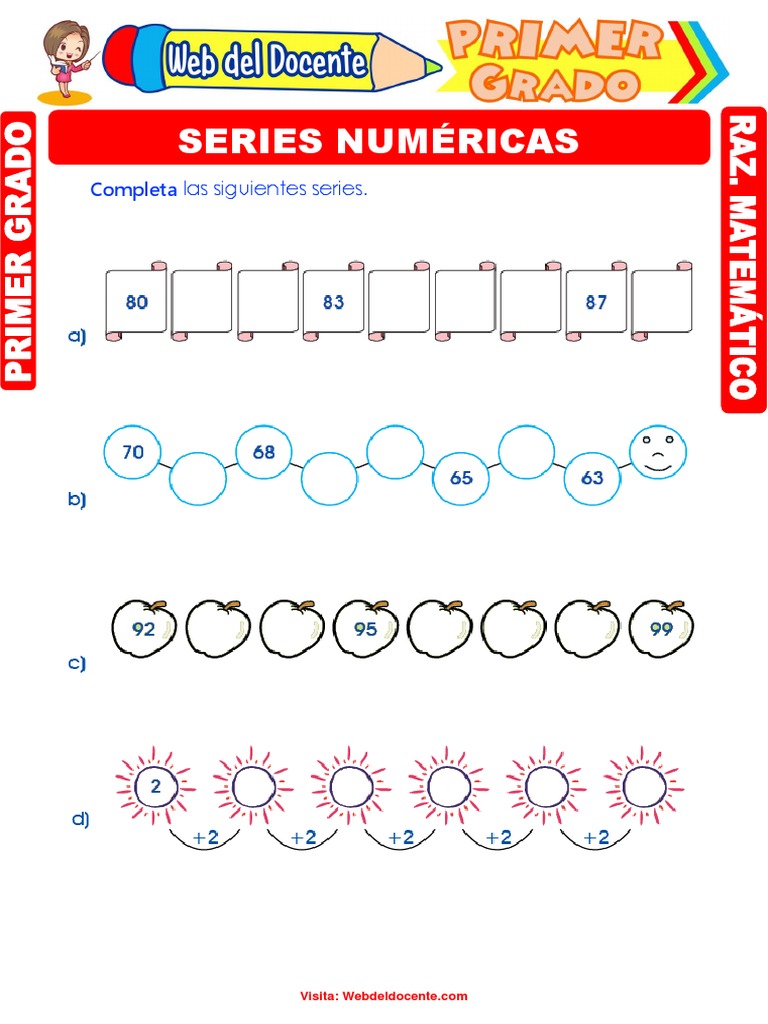 Series Numéricas para Primer Grado | PDF | Métodos y materiales de ...