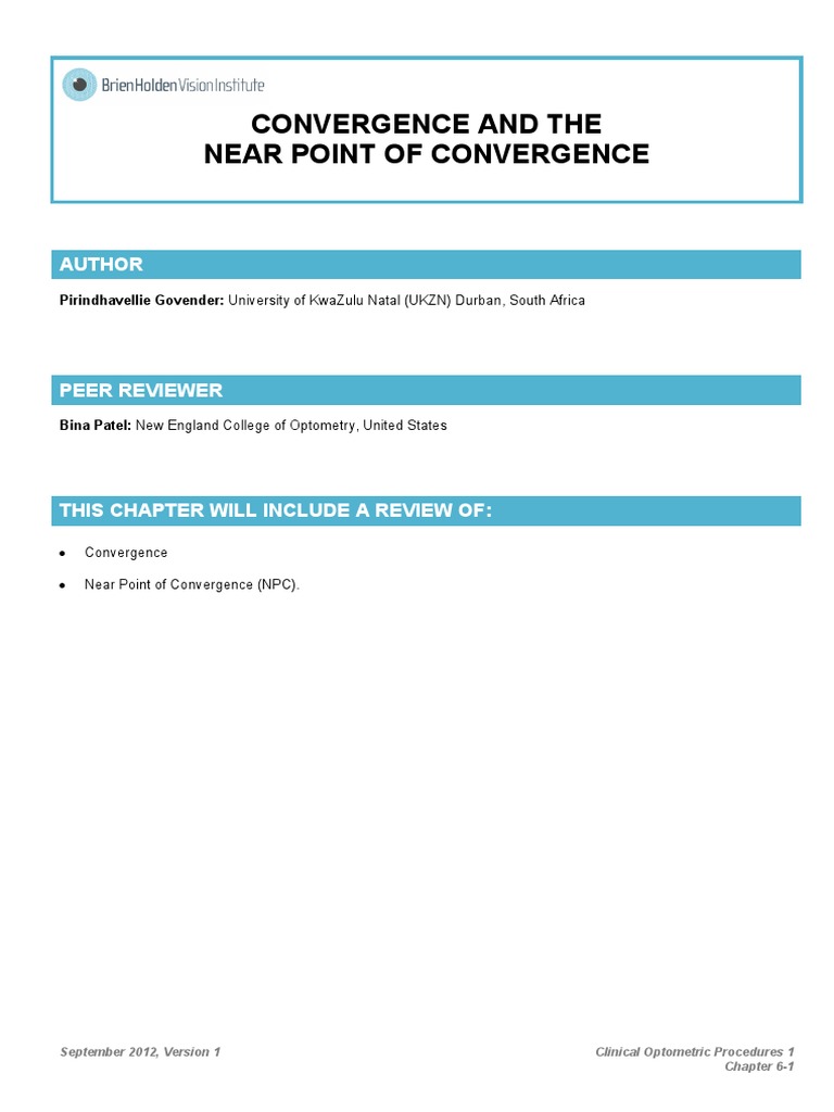 Convergence and The Near Point of Convergence: Author | PDF | Facial ...