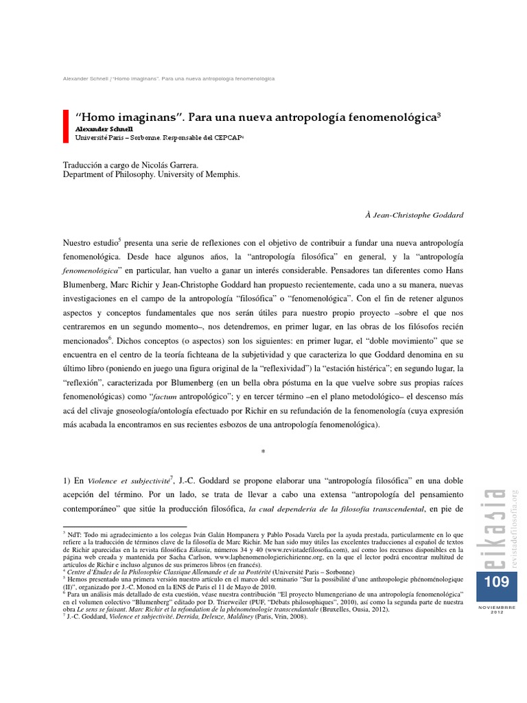 Alexander Schnell S Homo Imaginans Pour PDF | PDF | Edmund Husserl ...