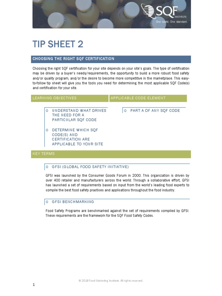 Tip Sheet 2: Choosing The Right SQF Certification | PDF | Economies ...