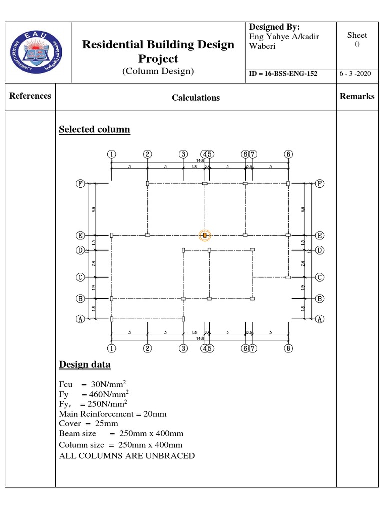 Residential Building Design Project: Selected Column | PDF | Structural ...