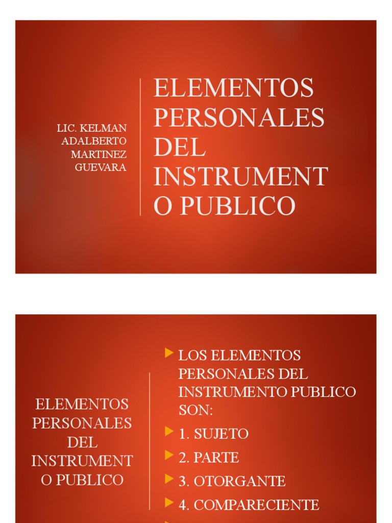 Elementos Personales del Instrumento Público | PDF | Derecho Civil ...