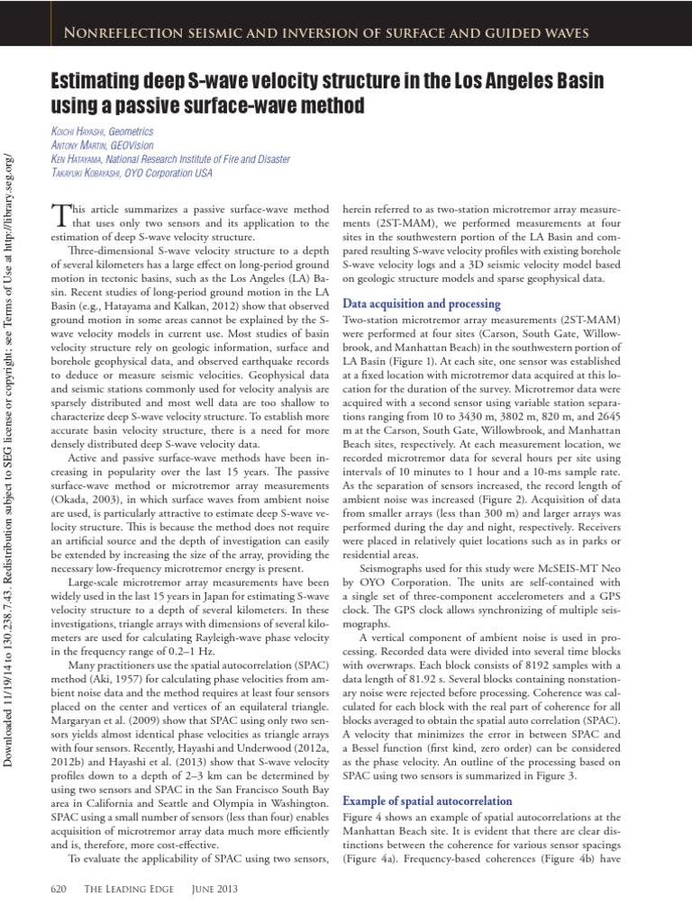 Estimating Deep S Wave | PDF | Wavelength | Coherence (Physics)