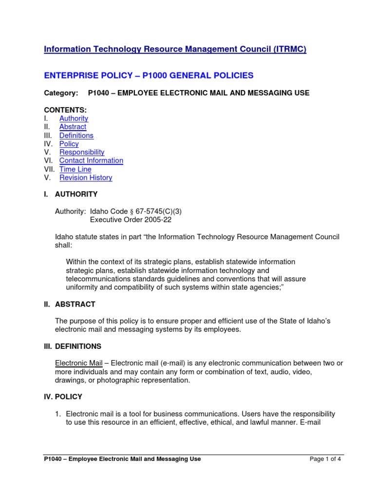 Enterprise Policy - P1000 General Policies: Information Technology ...