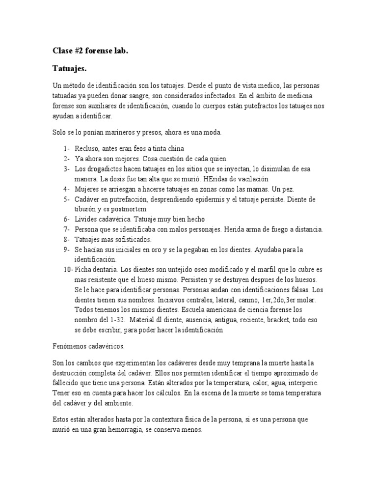 Clase # 2 Tatuajes y Fenomenos Cadavericos | PDF | Tatuaje | Mosca
