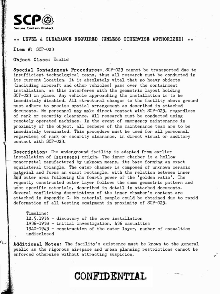 SCP-023 Containment Procedures and Details | PDF | Computers